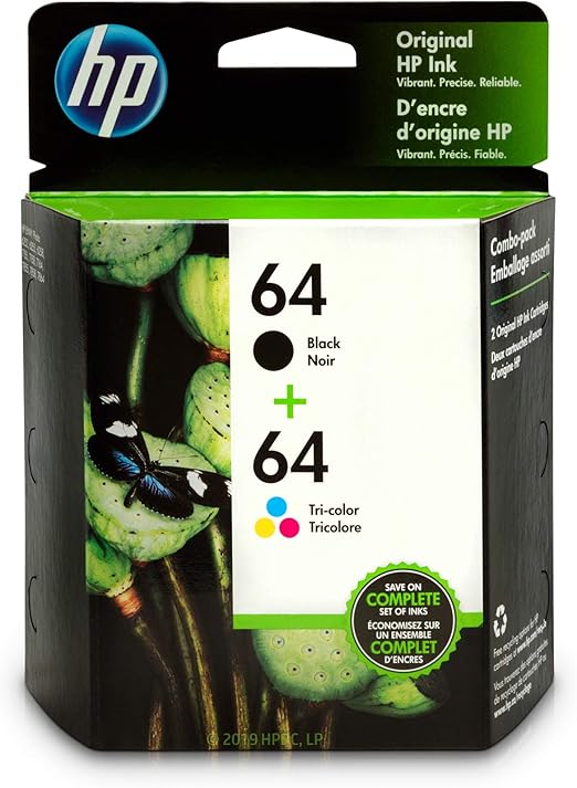 HP 64 Black & Tri-Colour Original Ink, 2 Cartridges (X4D92AN): Amazon ...