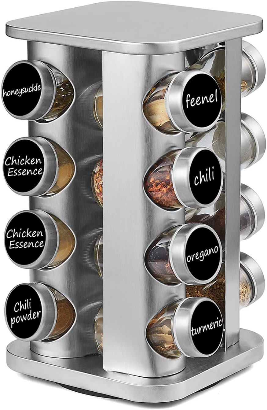 DEFWAY Revolving Spice Racks Organiser – Stainless Steel Free Standing ...