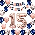 Amazon.com: 15th Birthday Party Decorations Navy Blue Rose Gold for ...