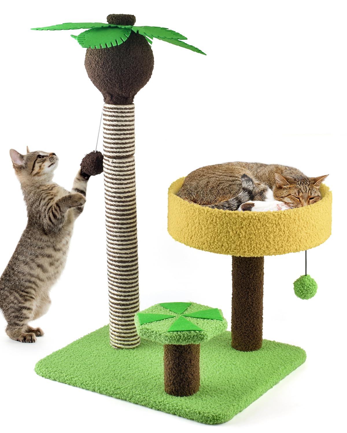 Bissap Cat Scratching Post, Natural Indoor Palm Tree Cats 3 in 1 Sisal ...