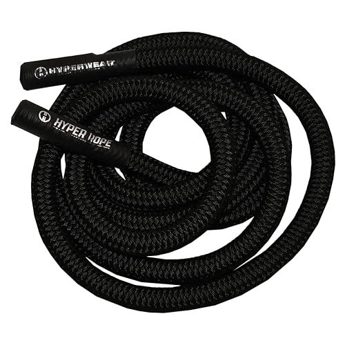 HYPERWEAR Hyper Rope Weighted Short Battle Rope, 15 lbs, 1.5in x 20ft ...