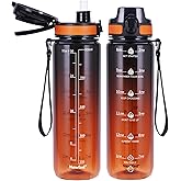 Amazon.com: Newfad 32 oz Water Bottle with Detachable Straw, Clear Motivational Water Bottles ...