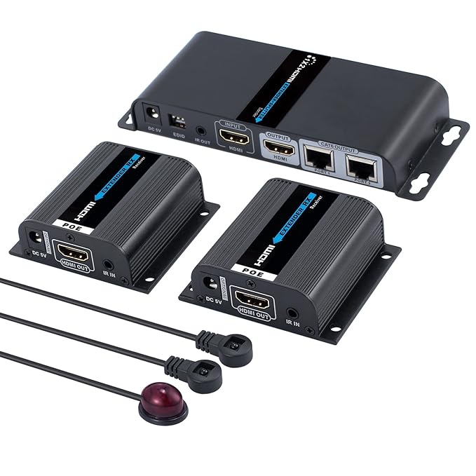 1x2 HDMI Extensor 3 Puertos Splitter 1080p 40m HDMI Receptor con 2 ...