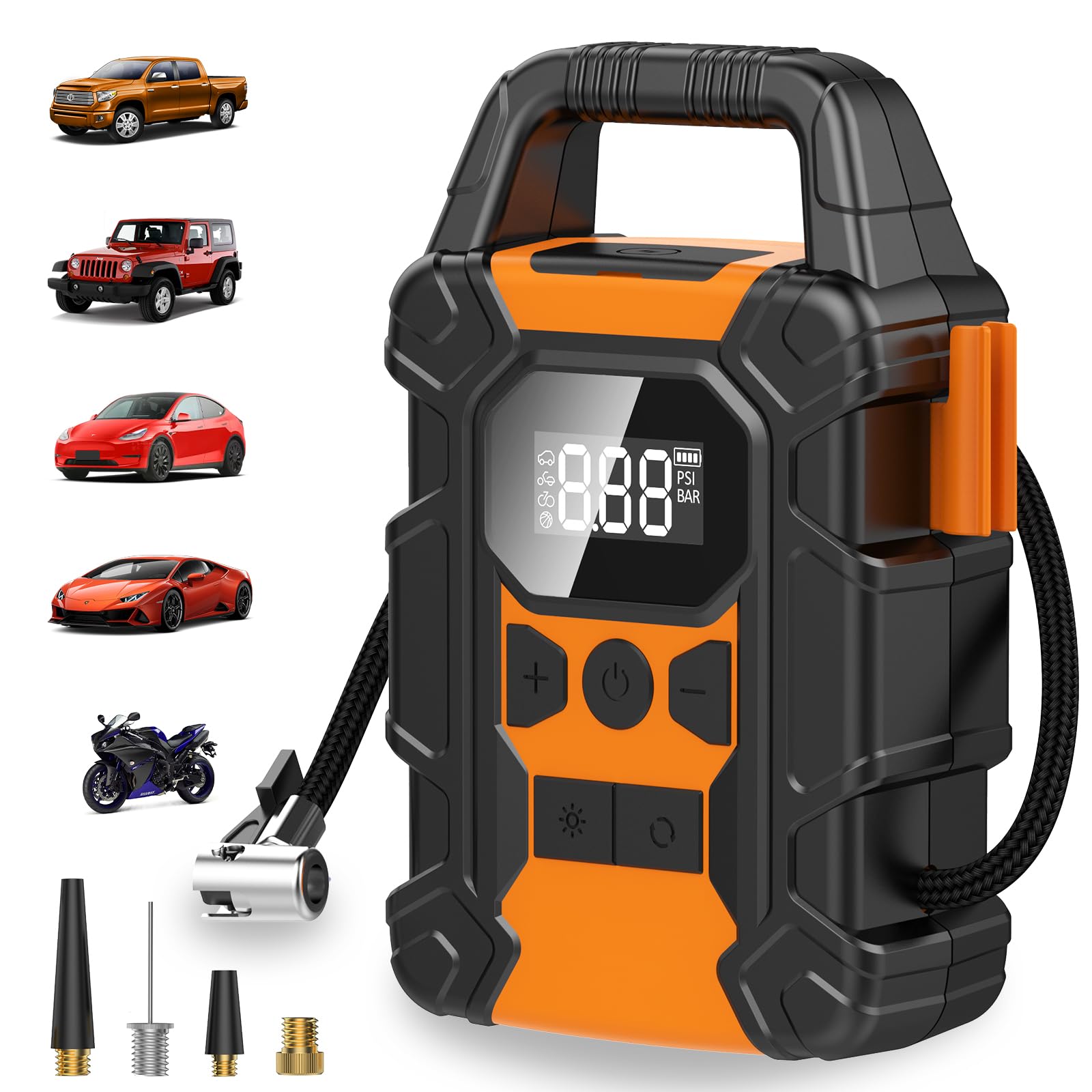 Tire Inflator Portable Air Compressor,150 PSI Heavy Duty Cordless Air ...