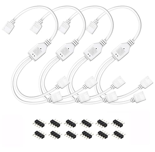 Nelyeqwo 4 Packs 4 Pin LED Splitter RGB 2 Way Splitter LED Light ...