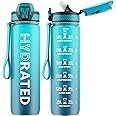 Amazon.com: QLUR Water Bottle with Straw, 32 oz Motivational Water Bottles with Time Marker to ...