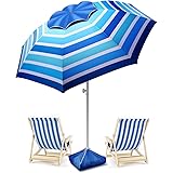Amazon.com : 8FT Large Beach Umbrella Level 7 Wind Resistance Design, Sand Anchor, Sand Bag ...