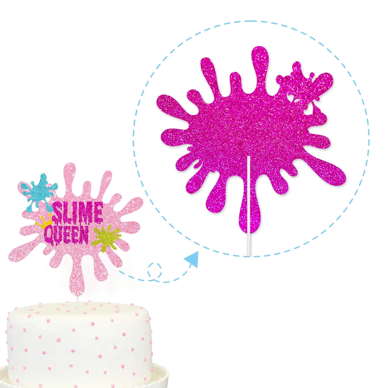 Mua Slime Queen Cake Topper Pink Glitter Happy Birthday Colorful Slime ...