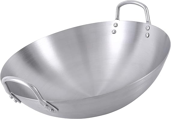 Stainless Steel Wok Pan, Uncoated Chinese Household Pan Double Ear Wok ...