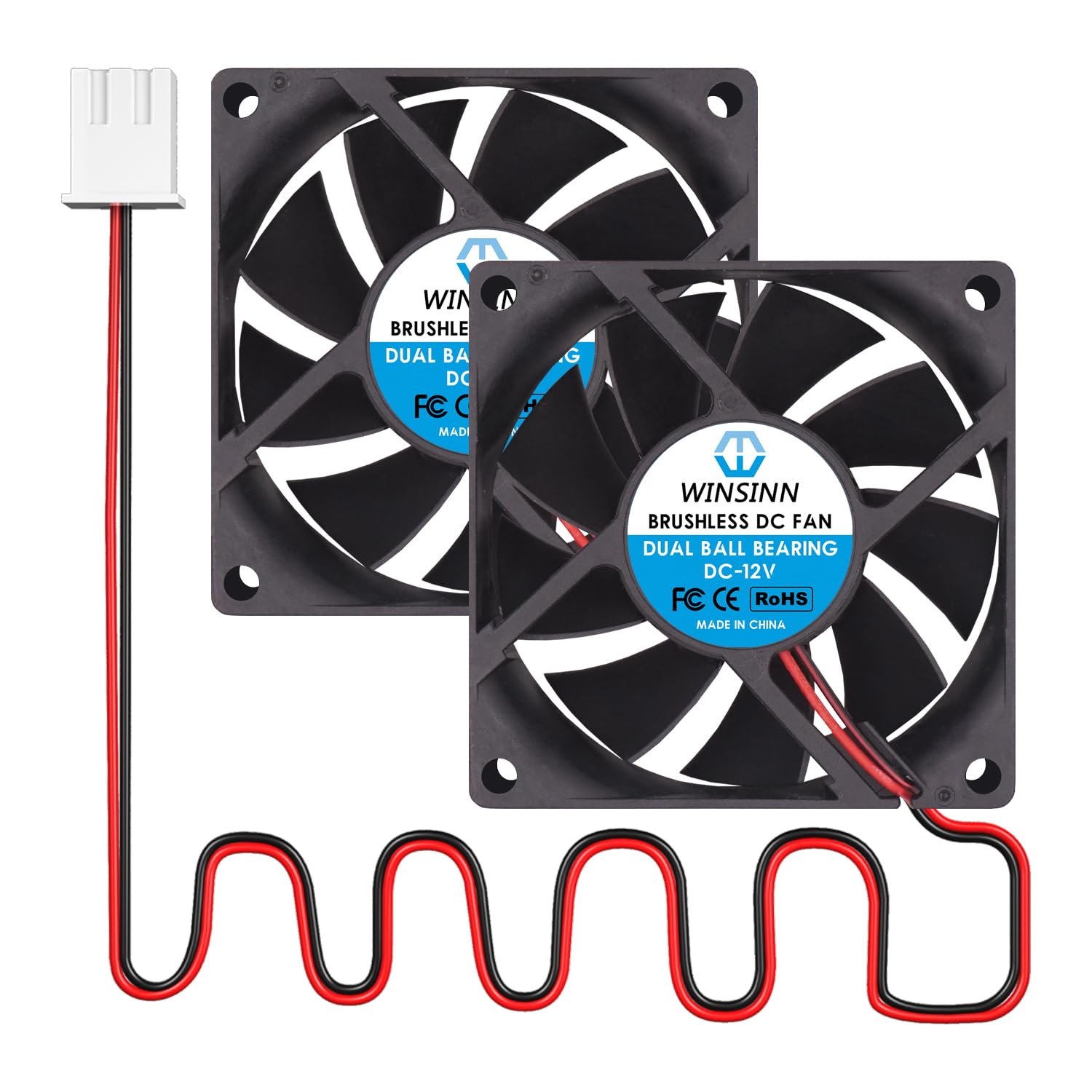 WINSINN DC 70mm Fan 12V 7020 Dual Ball Bearing Brushless Cooling ...