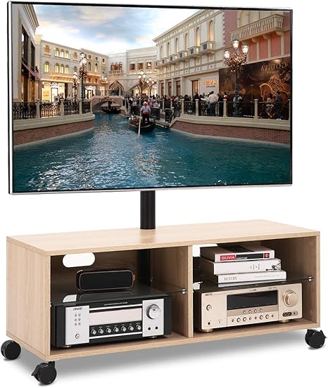 Amazon.com: Rfiver Entertainment Center Wood Media TV Stand with Swivel ...