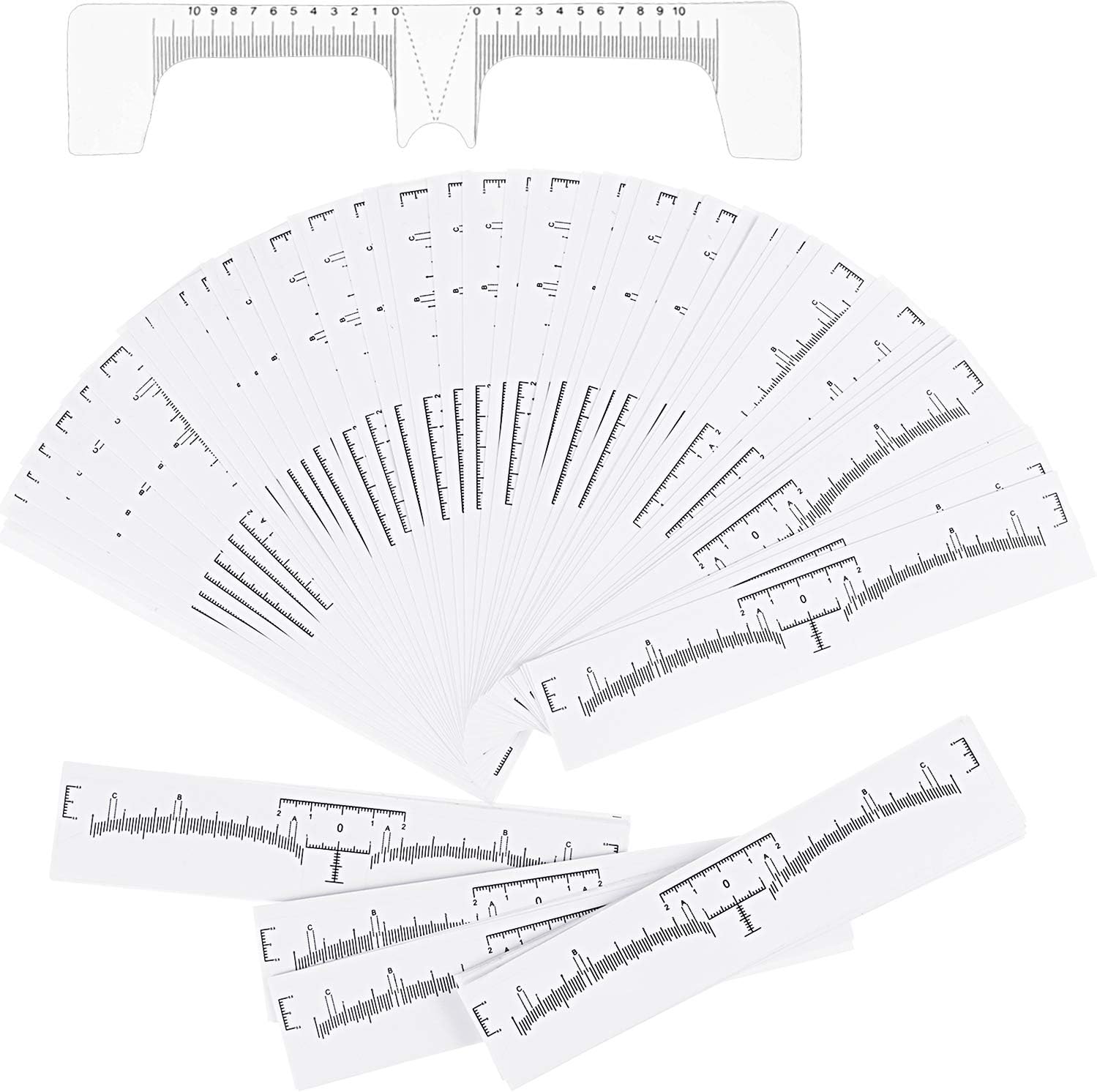 100 Pieces Disposable Eyebrow Ruler Sticker with 1 Piece Reusable ...