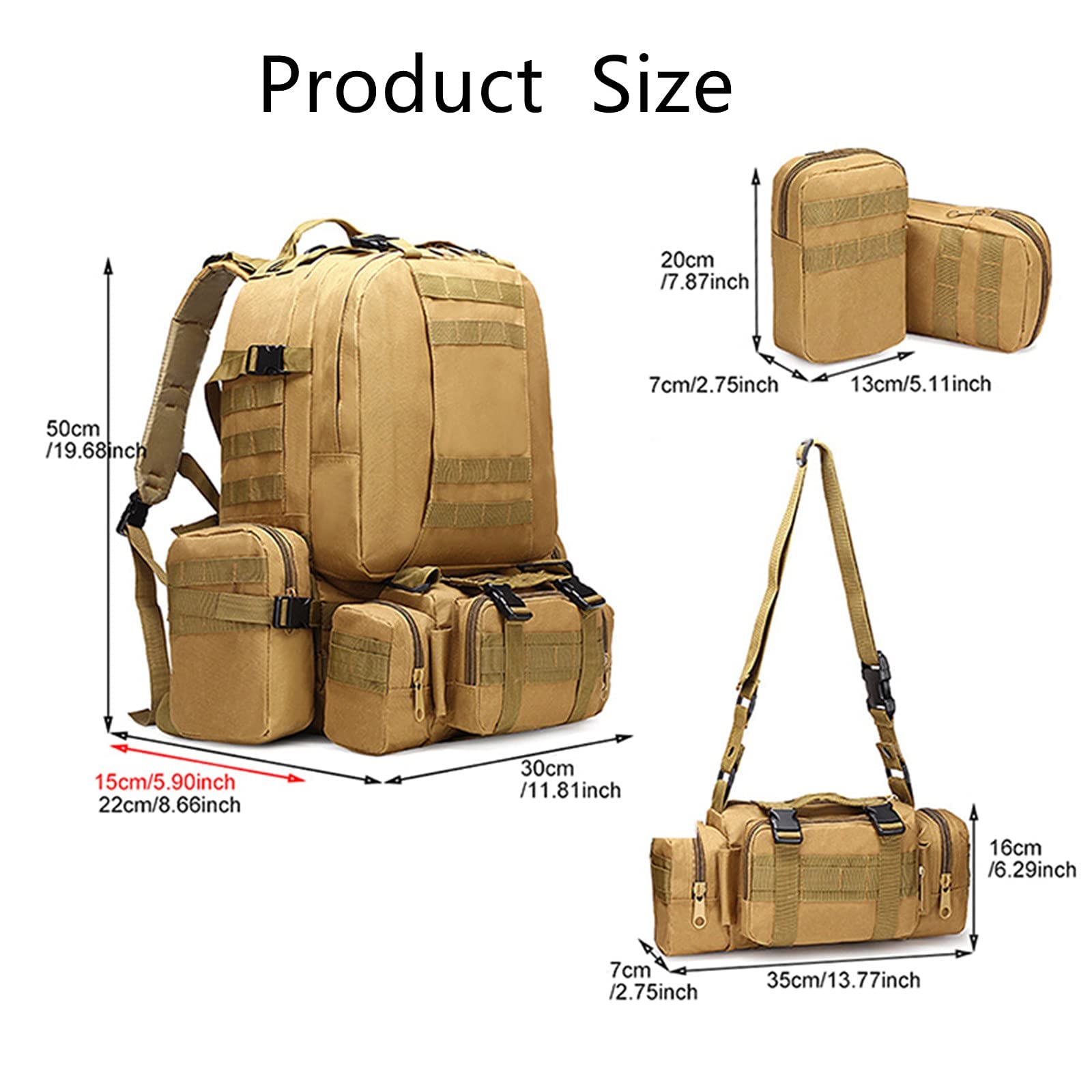 YunYunStrap 50L Large Tactical Backpack Military Army Rucksack ...