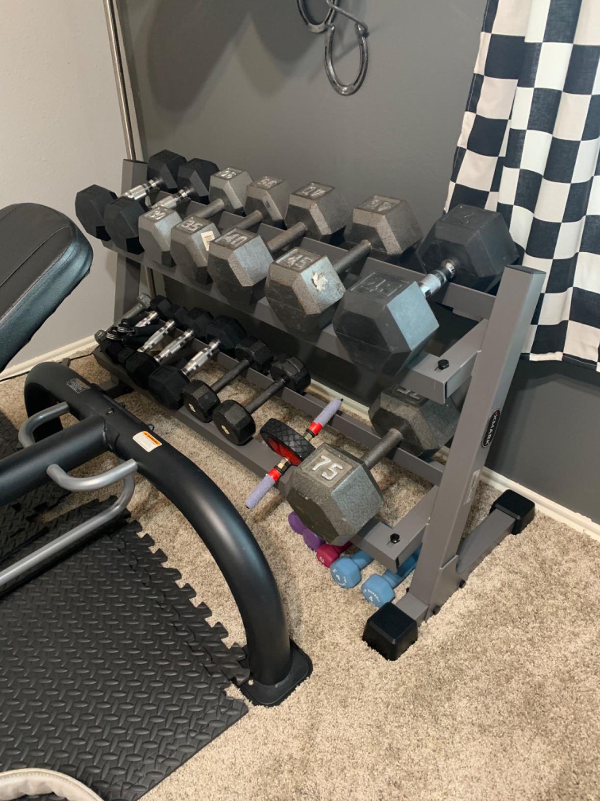 $90/mo - Finance XMark Rubber Coated Hex Dumbbell Weights, 350 lb ...
