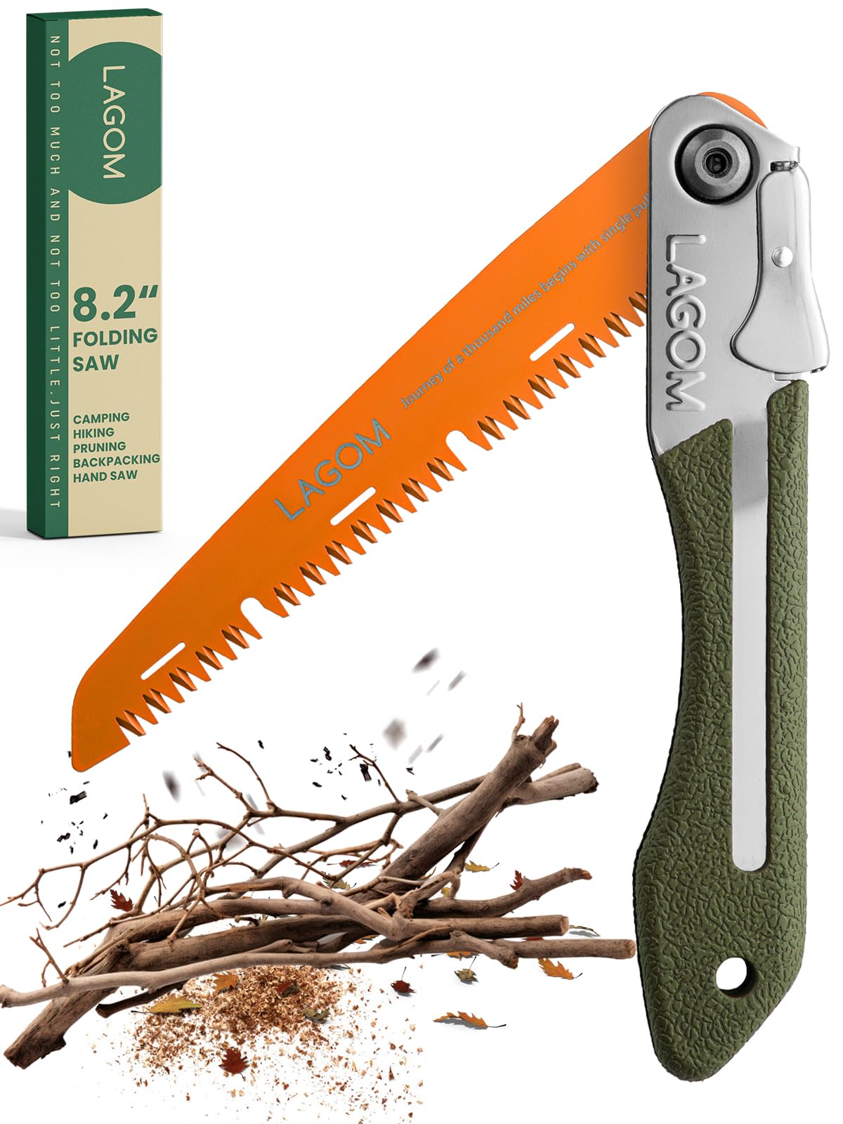 LAGOM Folding Saw for Cutting Branches, 8.2", Camping Saw Made with SK5 ...