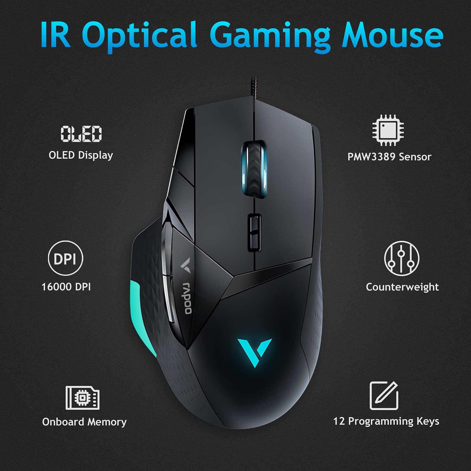 Mua RAPOO VT900 Wired Gaming Mouse, 16K DPI Optical Sensor, IR Optical ...