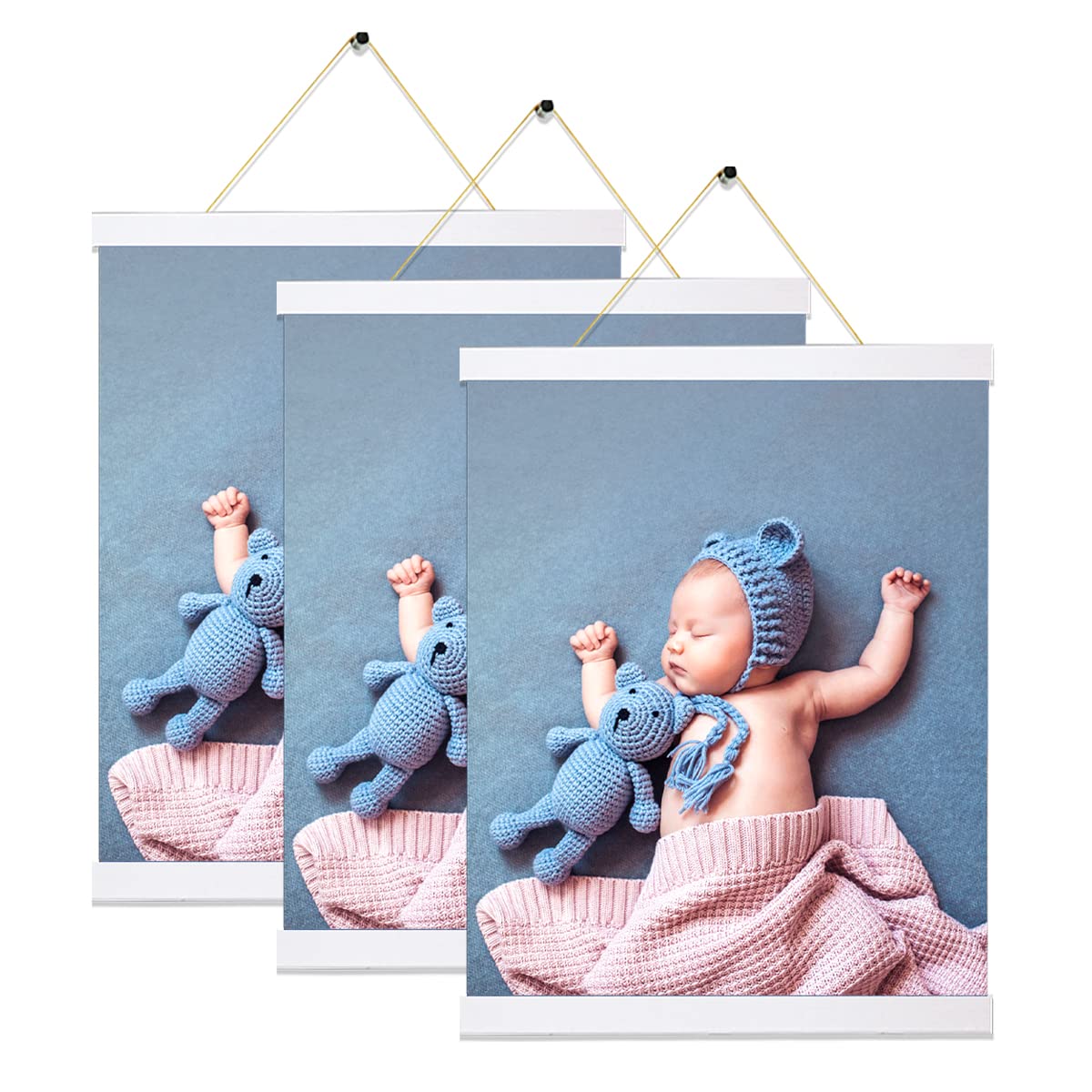 YK artwood 3 Pack Magnetic Poster Hanger Frame 12 Inch White, 12x18 ...