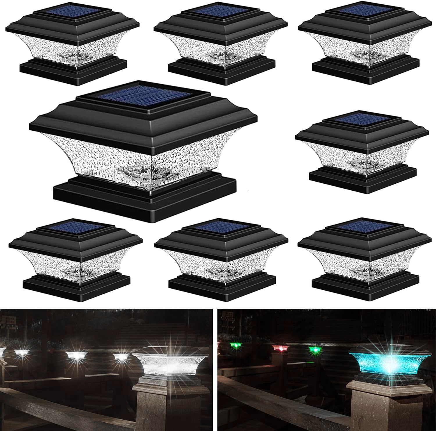 HUYIENO Solar Post Cap Lights Outdoor LED Lighting Deck Fence Light Two ...
