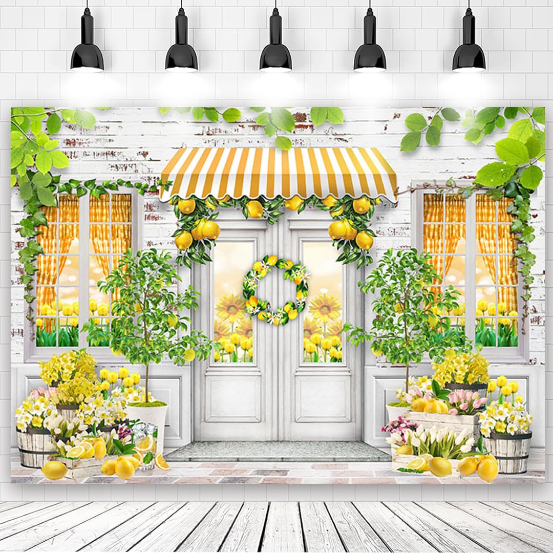 8x6ft Lemon Shop Backdrop Photography Background Summer Lemonade Theme ...