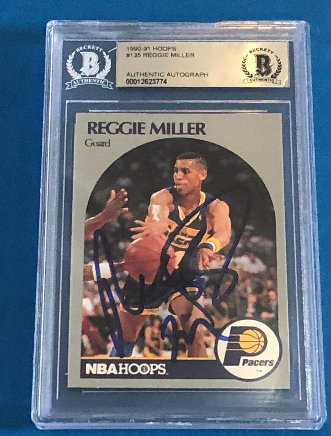 REGGIE MILLER Signed 1990-91 HOOPS Card #135 Beckett Authenticated BAS ...