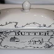 Creative Co-Op Country Style Butter Dish, White and Black: Amazon.ca ...
