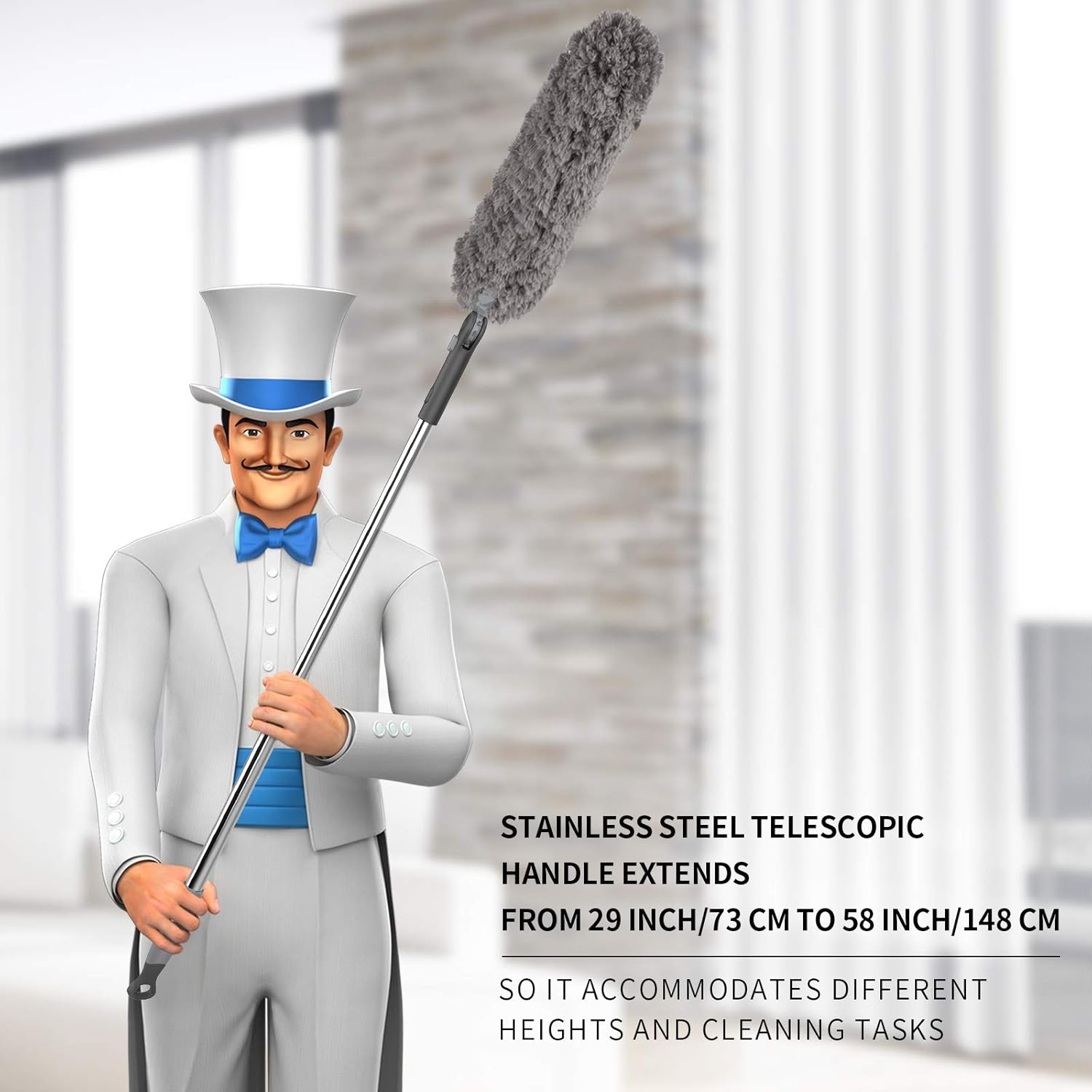 MR Lint Free Microfiber Extendable Duster, Stainless Steel Handle ...