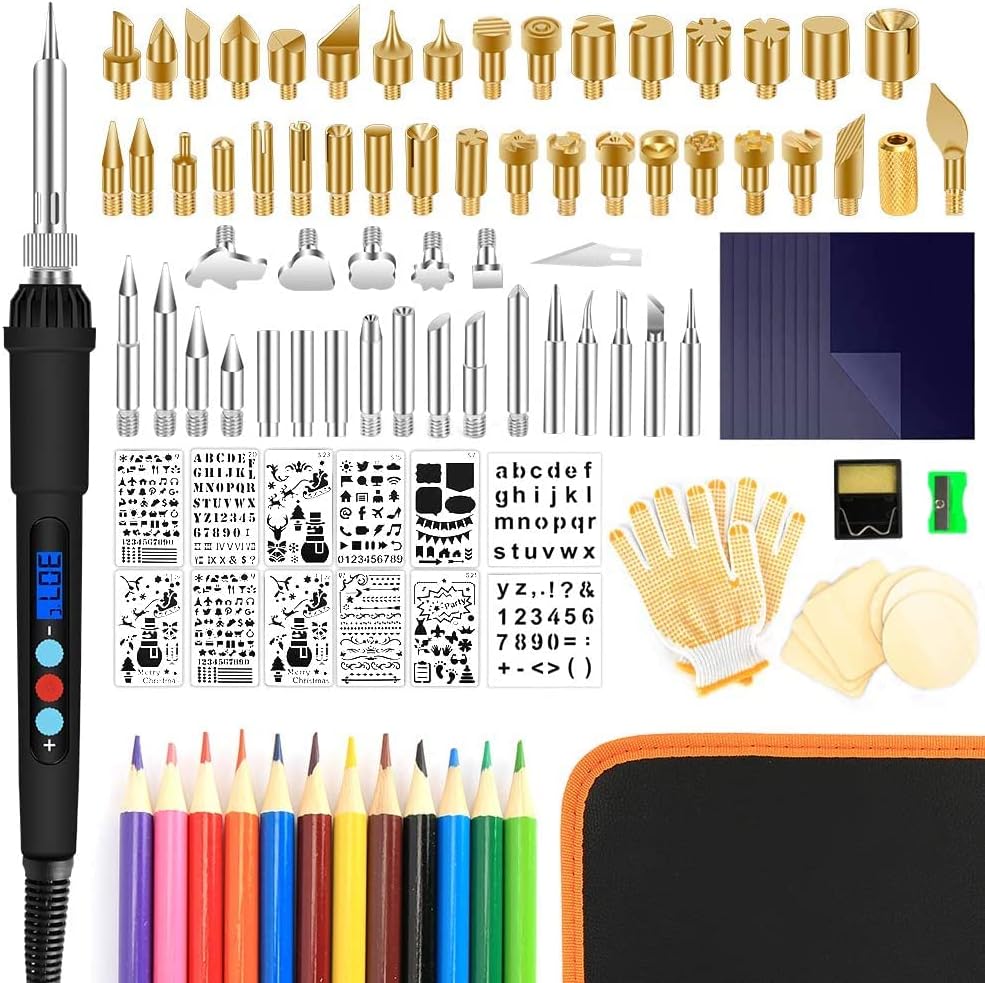 110PCS Wood Burning Kit, Professional Pyrography Kit Wood Burning Tool ...