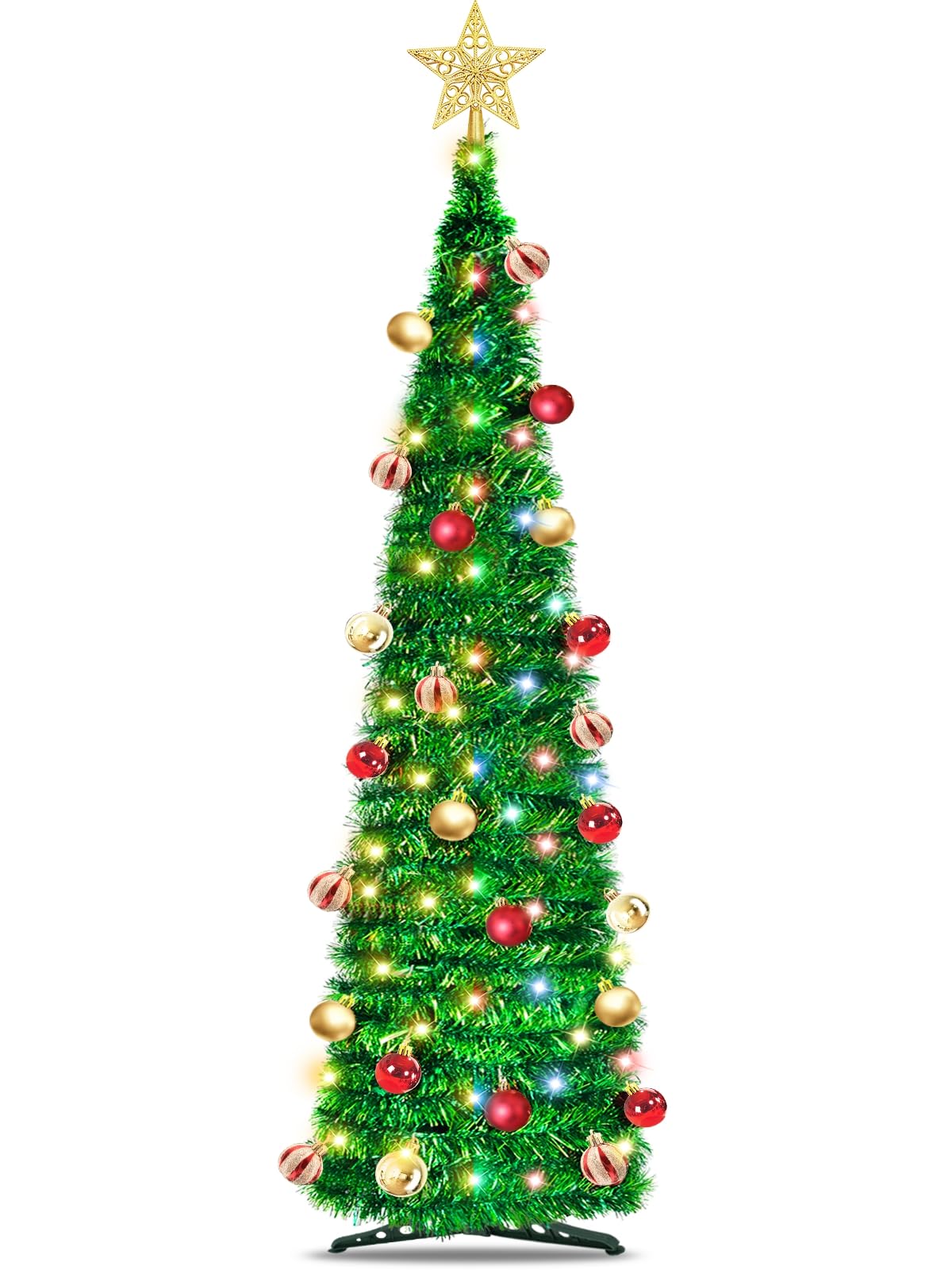 5 Ft Pop Up Christmas Tree with Timer Dual Color Change 8 Mode, 1 ...