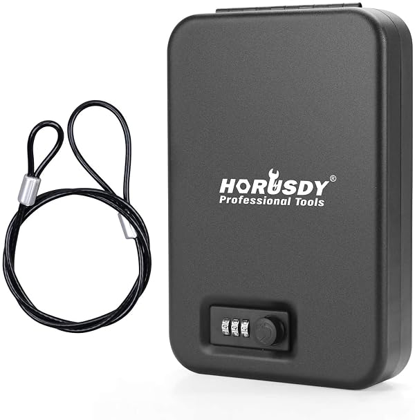 HORUSDY Lock box for Guns and Valuables,Portable Security Case Lock Box ...