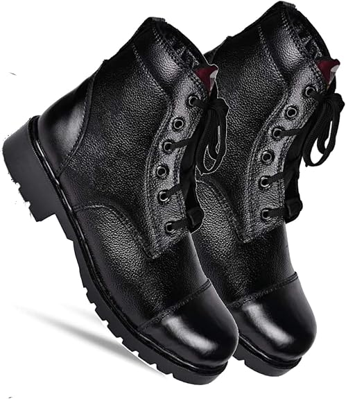 Buy Para Military Men's Black Genuine Leather Army Military Safety Boot ...