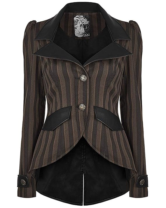 Punk Rave Damen Steampunk Jacke Braun Schwarze Streifen Frack Gothik ...