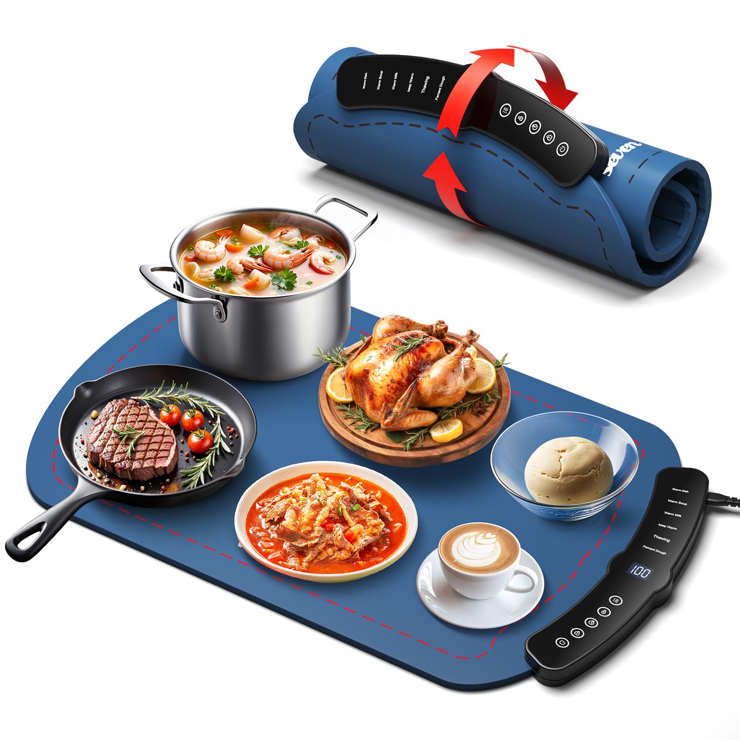 Taseven Warming Mat for Food, Food Warming Mat with 7 Temp Master ...