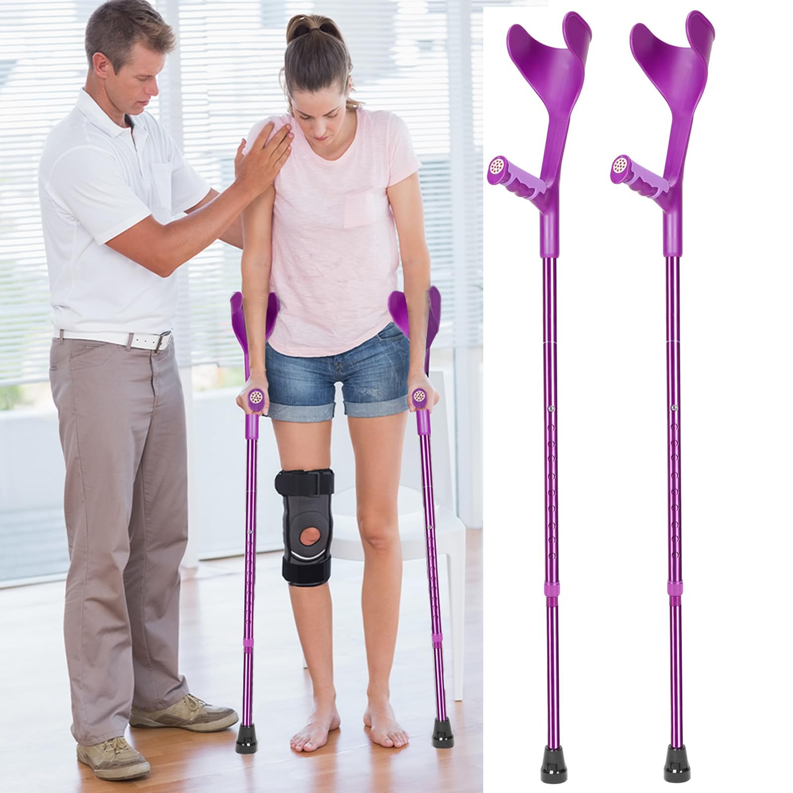 Antdvao Forearm Crutches Pair Folding Crutches Lightweight Adjustable ...