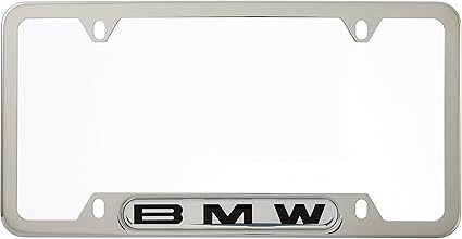 BMW License Plate Frame w Logo POLISHED stainless steel: Amazon.co.uk ...