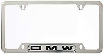 Amazon.com: BMW License Plate Frame w Logo Polished Stainless Steel ...