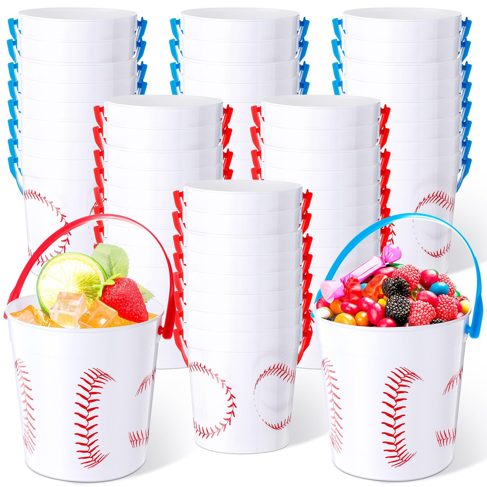 Mifoci 30 Pcs 10 Pcs Baseball Plastic Ice Bucket with Handles 34 oz ...