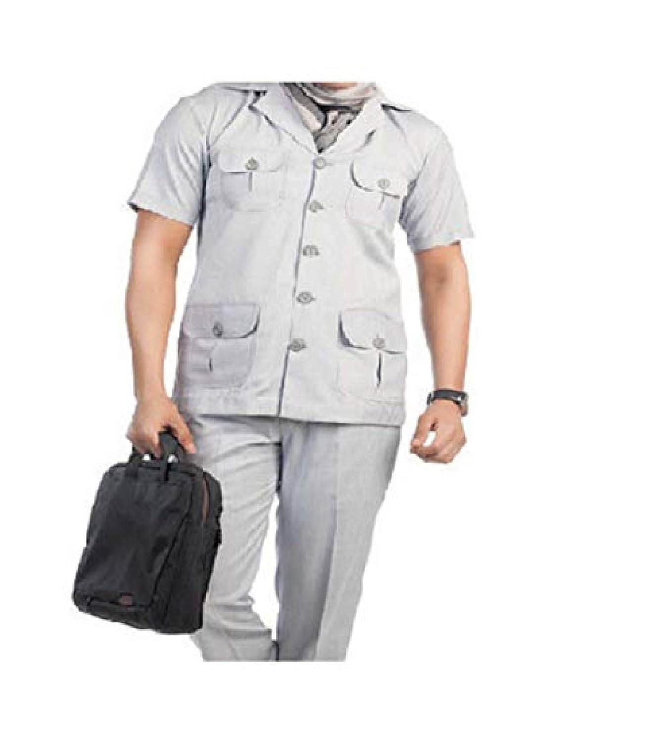Buy GOODWILL Men's Plain Casual Wear Safari Suit Fabric, 2.8m (Grey) at ...