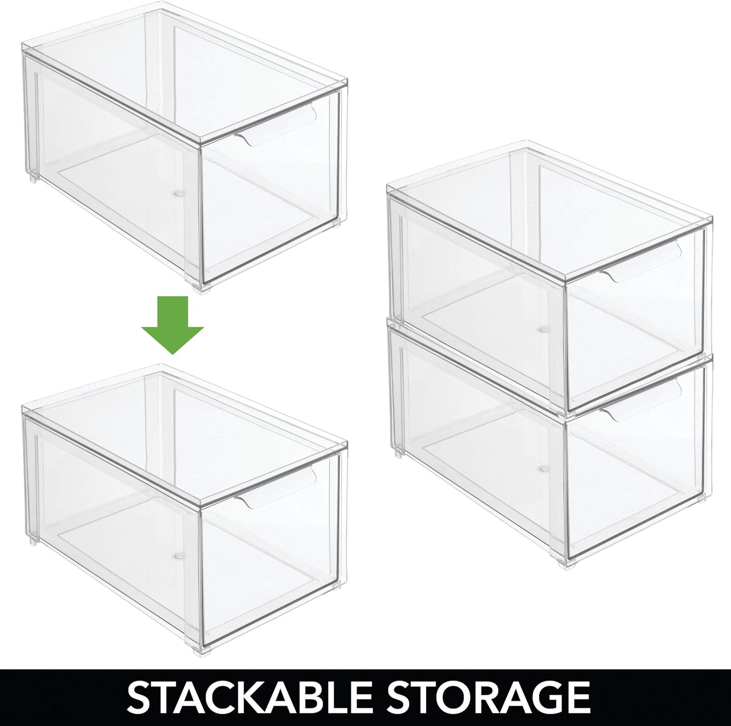 mDesign Storage Box – Deep Stackable Plastic Container with Hinged Lid ...