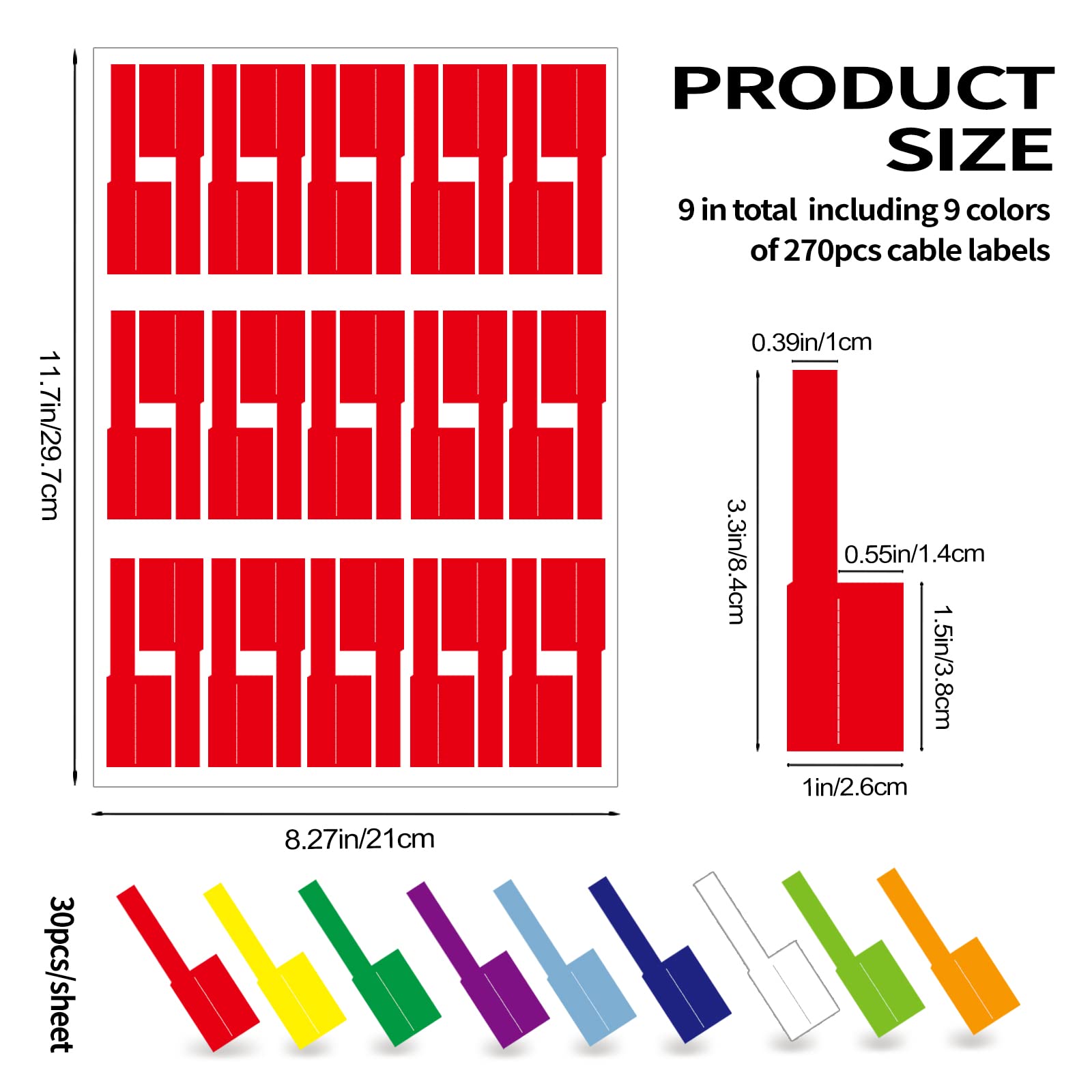 Mua 270 PCS Cable Labels, 9 Colors Waterproof Cable Tags Wire Labels ...