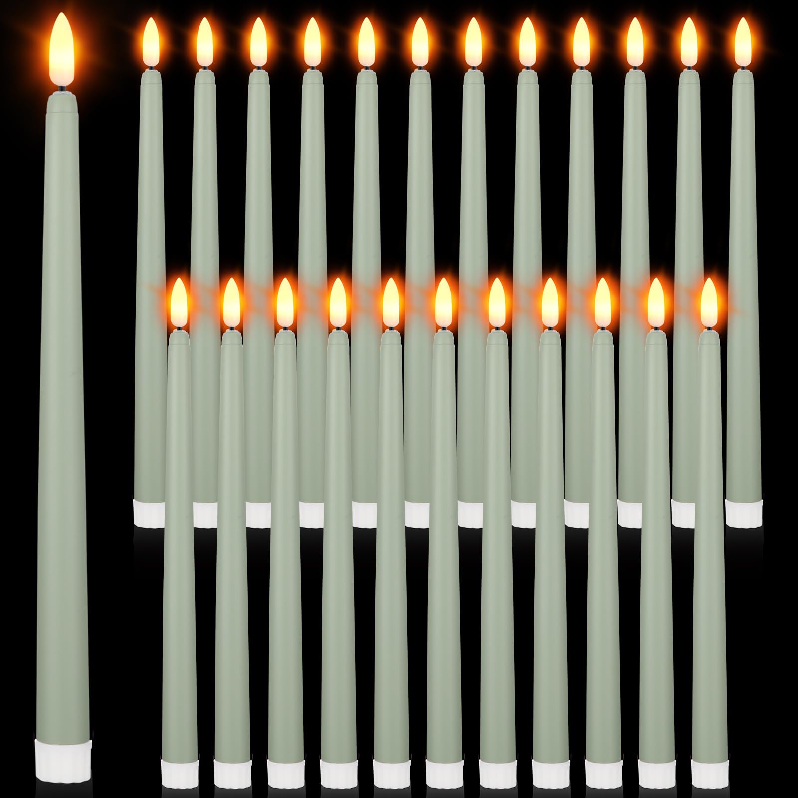 Macarrie 24 Packs Flameless Taper Candles Battery Operated Fake 11 Inch ...