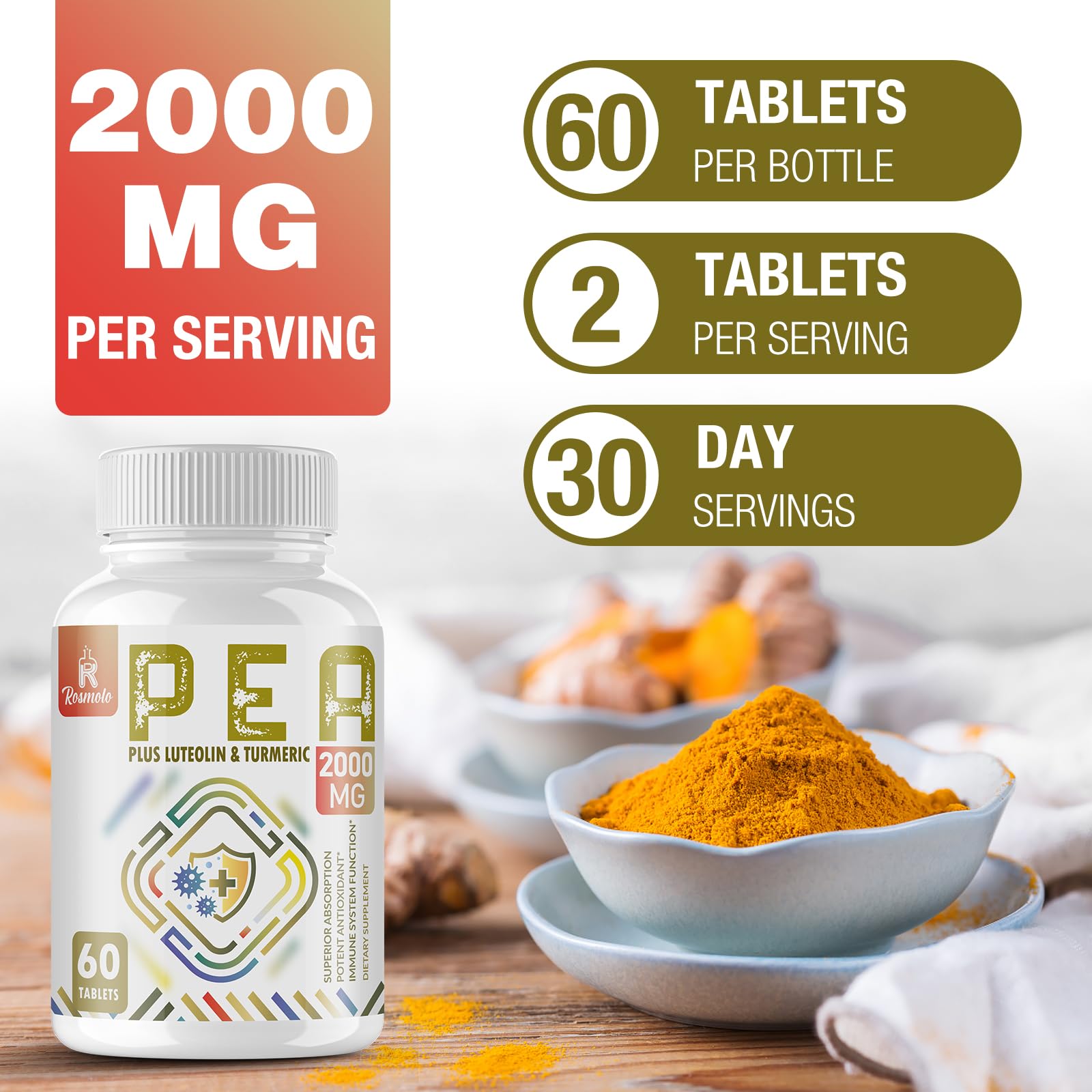 Mua 1500 MG Palmitoylethanolamide with Luteolin 98% & Turmeric, High ...