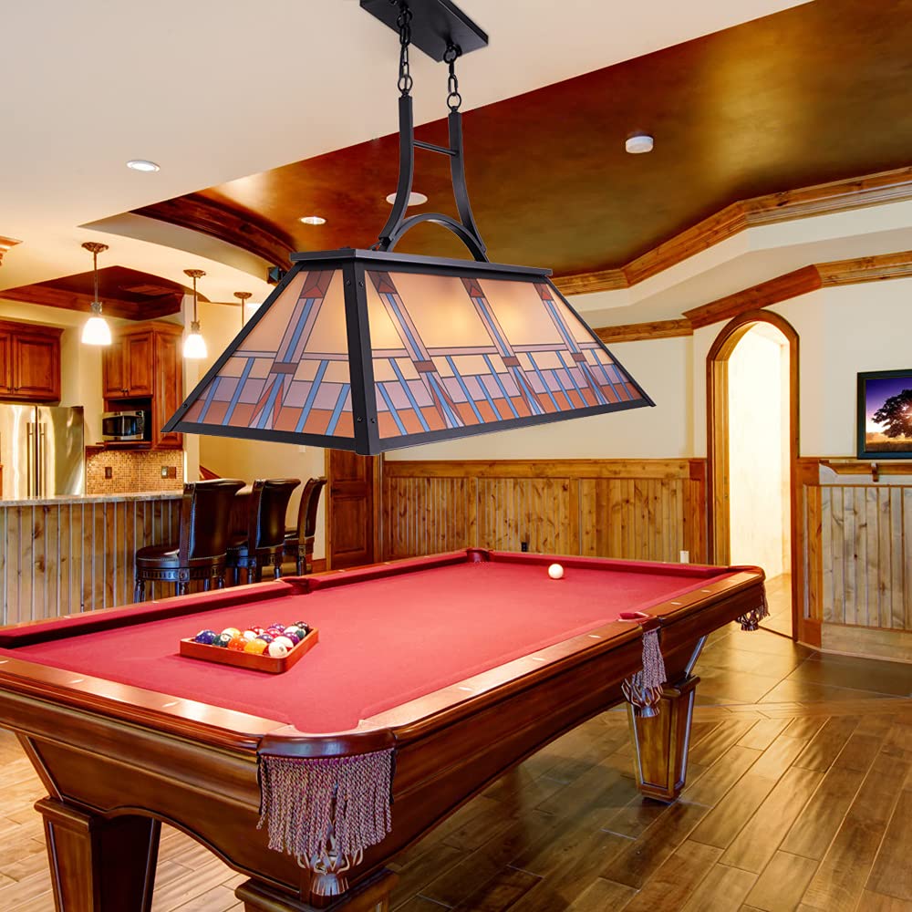 TOCHIC Vintage 3-Light Pool Table Light Pendant with Tiffany-Style ...