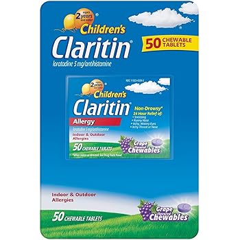 Amazon.com: Claritin children's chewable tablets, bubble gum, 30 Count ...