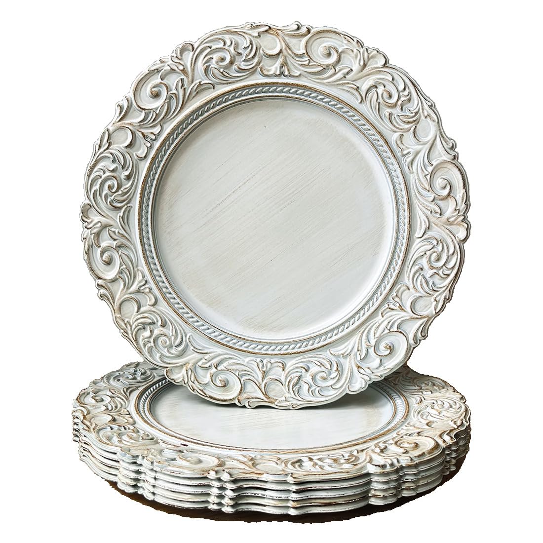 Umisriro Antique Charger Plates, 13 Inch White Dinner Plate Chargers ...