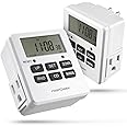 Fospower 7 Day Digital Timers for Electrical Outlets Indoor, Heavy Duty Dual Programmable Outlet ...