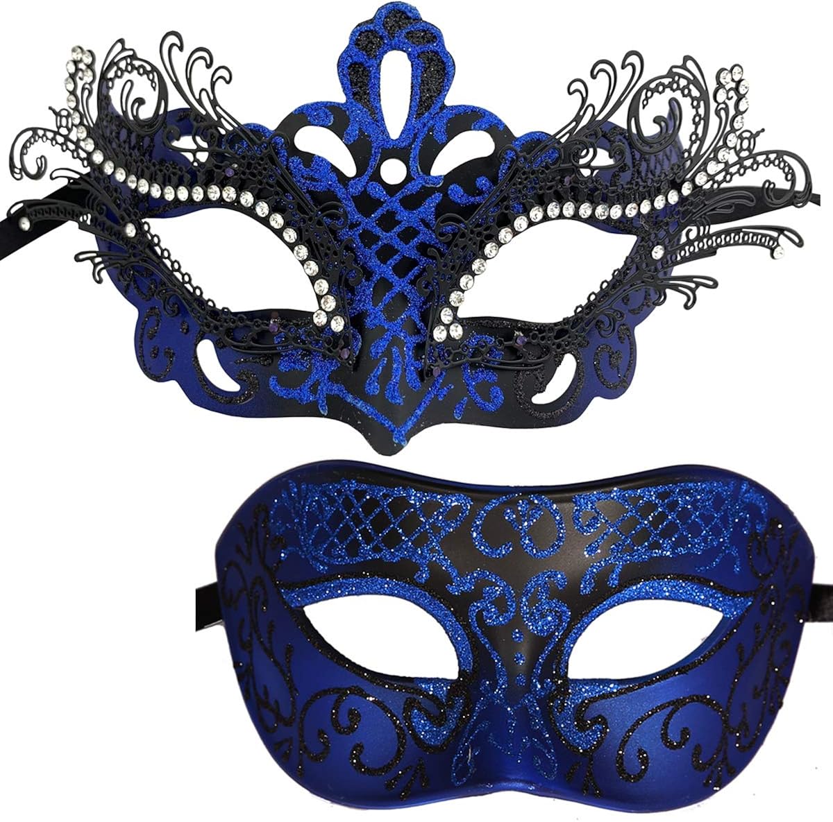 Xvevina Couple Masquerade Metal Masks Venetian Halloween Costume Mask ...