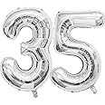 Amazon.com: 35 Balloon Number, 40 Inch Silver Foil Balloons Giant Jumbo ...