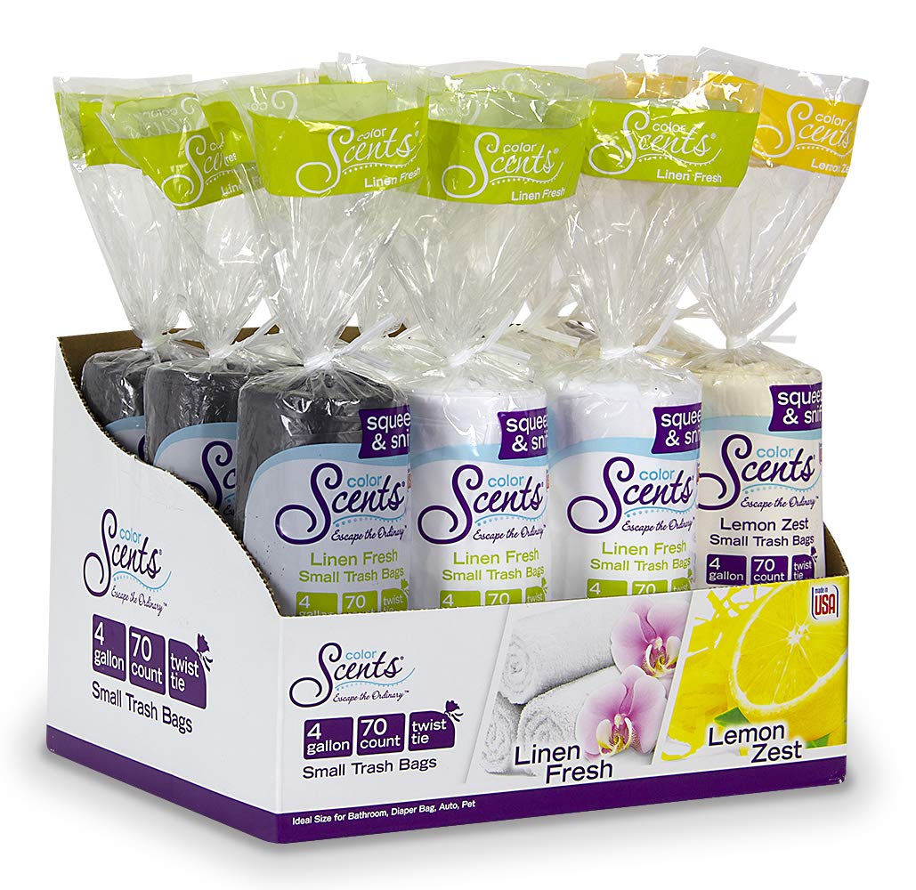 Color Scents Small Trash Bags - 4 Gallon, 840 Total Bags (12 Packs of ...