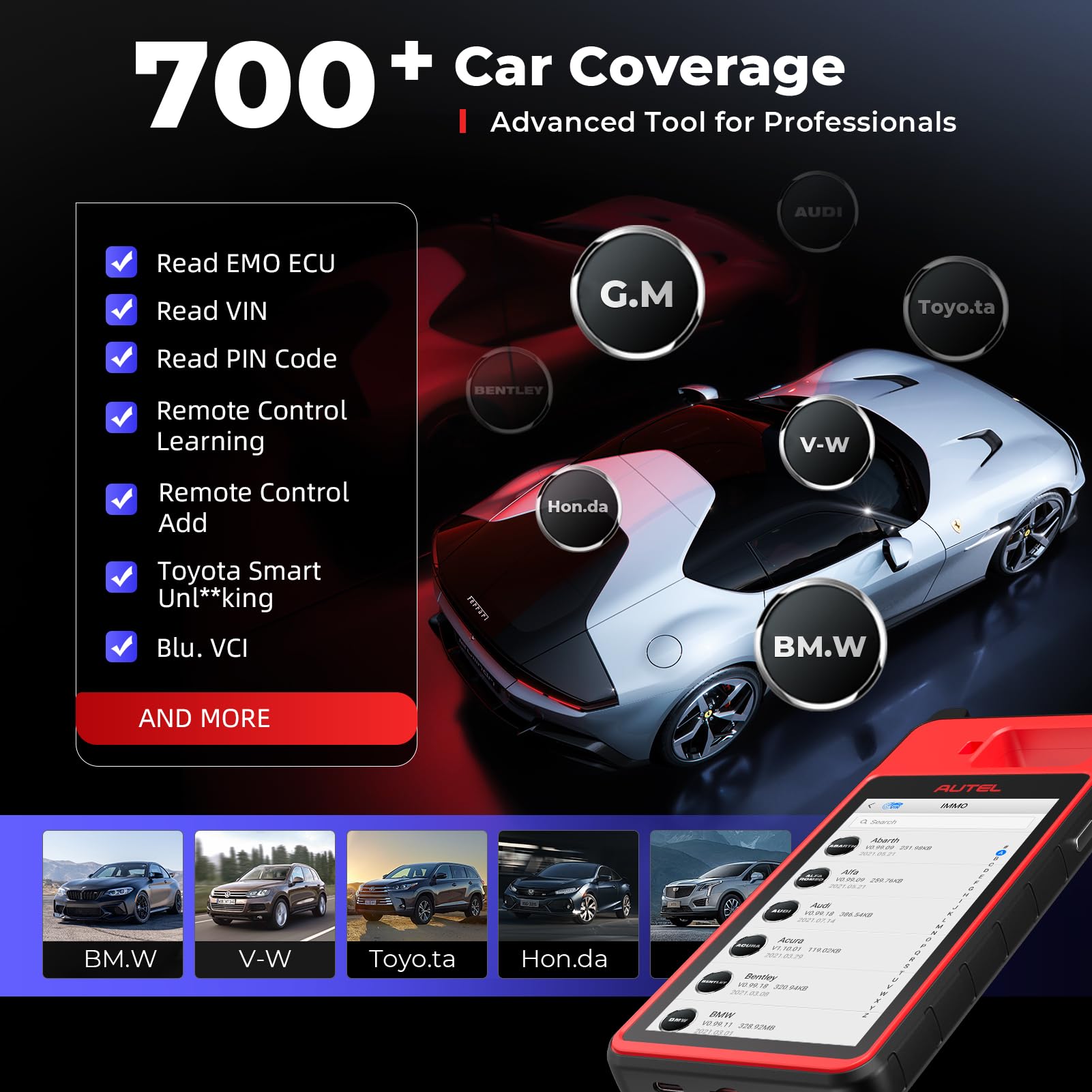 Autel MaxiIM K-M100E Tool, 2025 Auto VIN Scanner Same As K-M100/K-M100X, Lite Of IM508S Pro ...