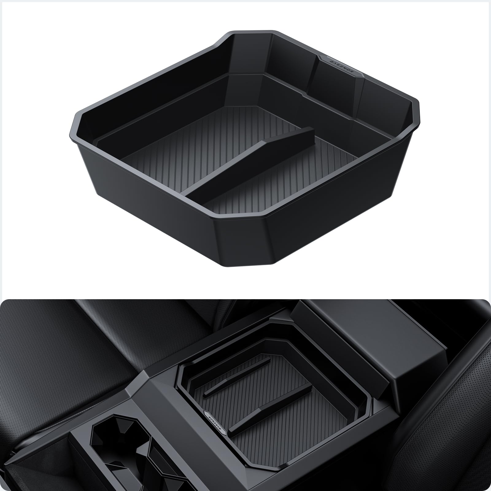 BASENOR 2024 2025 Tesla Cybertruck Center Console Organizer Tray(Carbon ...